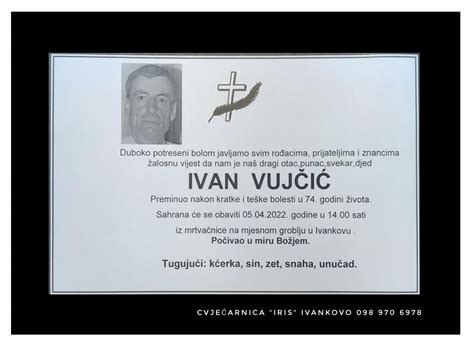 Ivan Vujčić Osmrtnice