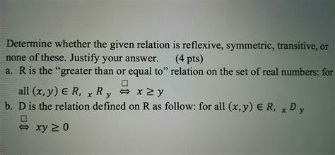 Solved Determine Whether The Given Relation Is Reflexive