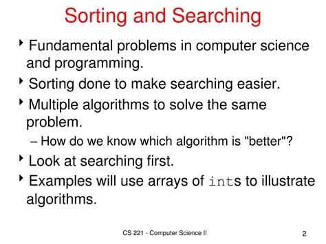 Ppt Sorting And Searching Computer Science Fundamentals Powerpoint Presentation Id9619351