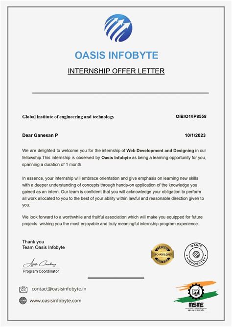 ganesan p on linkedin webdevelopment internship oasisinfobytes