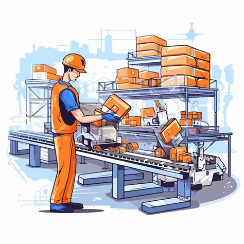 Automated Belt Conveyor With Robotic Arms In Operation Premium Ai Generated Vector