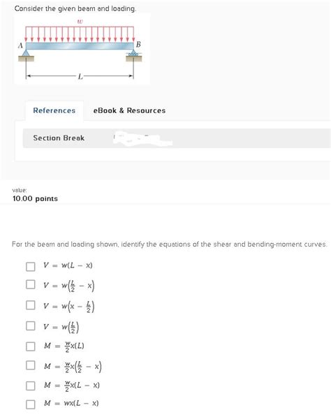 solved consider the given beam and loading for the beam