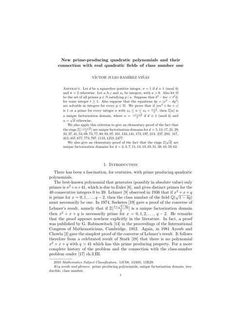 PDF SOME CRITERIA FOR THE CLASS NUMBER OF A REAL QUADRATIC FIELD TO BE ONE