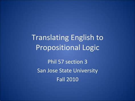 Translating English To Propositional Logic Ppt