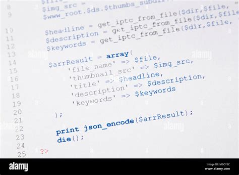 Web Developer Programming Code Programming Php Printed Code Computer Script Stock Photo