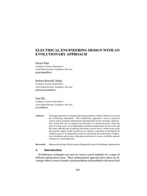Evolutionary Optimization Of Electrical Engineering Design Improving