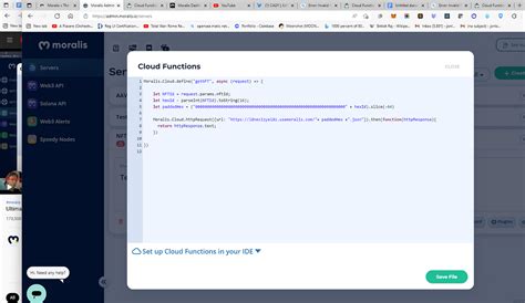 getting an error with cloud function implementation technical issue reporting moralis web3
