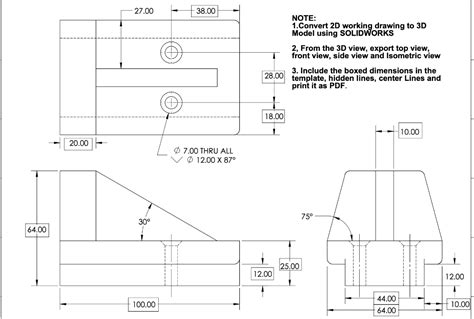 Solved Convert The D Drawing Into A D Drawing Using Solid Chegg
