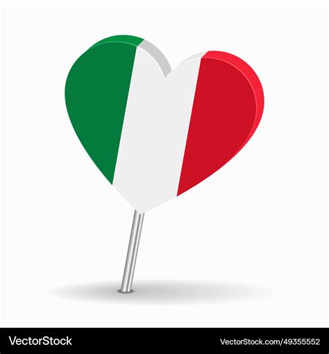 Italian Flag Heart Shaped Map Pointer Layout Vector Image