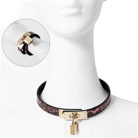 Collar Handcuffs With Lock Adult Sex Toy Leather Bondage Collar Slave