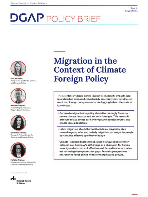 Migration In The Context Of Climate Foreign Policy Robert Bosch Stiftung