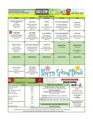 Fillable Online Week Menu Template Fax Email Print PdfFiller
