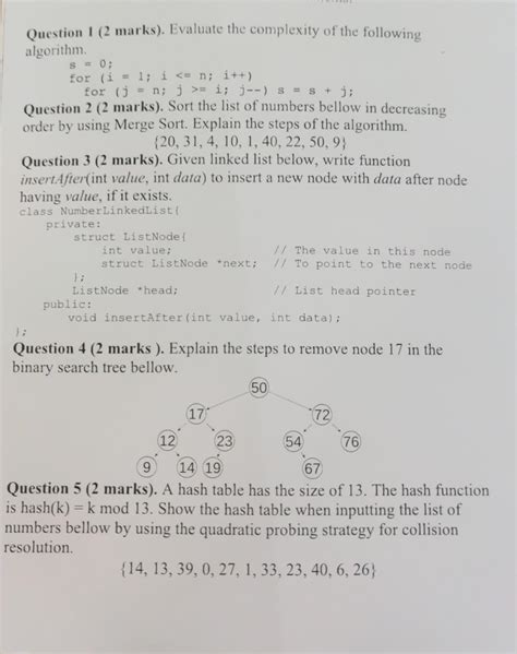 question 1 2 marks evaluate the complexity of the following