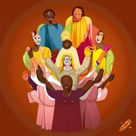 Illustration Of A Multicultural Religious Gathering Celebrating Unity