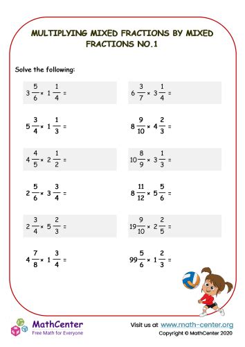 Multiplying Mixed Fractions Worksheets Library