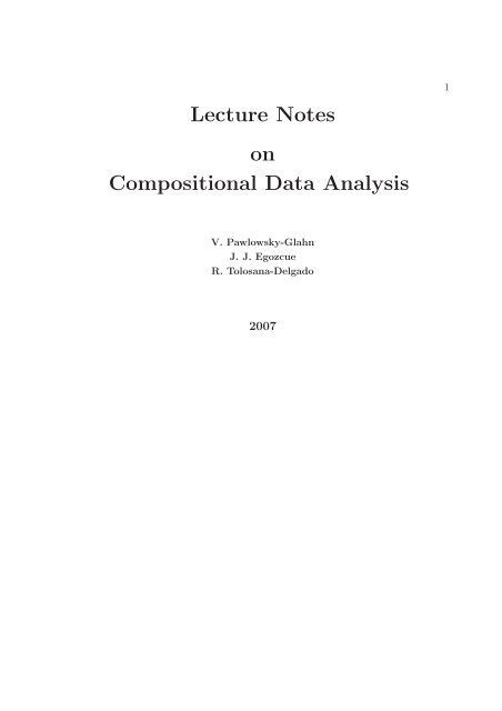 Lecture Notes On Compositional Data Analysis Sedimentology