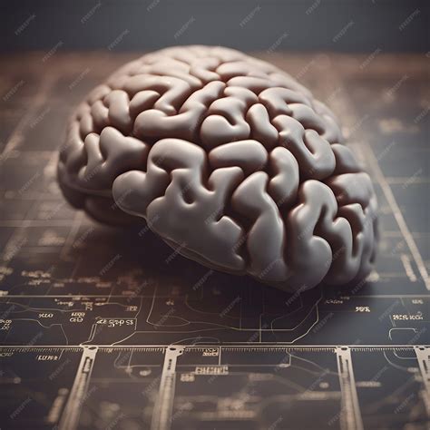 premium photo human brain on the table 3d illustration vintage style