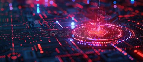 Futuristic Ai Robot On Neon Circuit Board Shows Advanced Ai In Cyber Environment Aig62 Stock