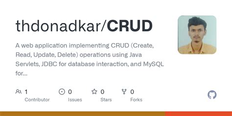 Github Thdonadkarcrud A Web Application Implementing Crud Create Read Update Delete