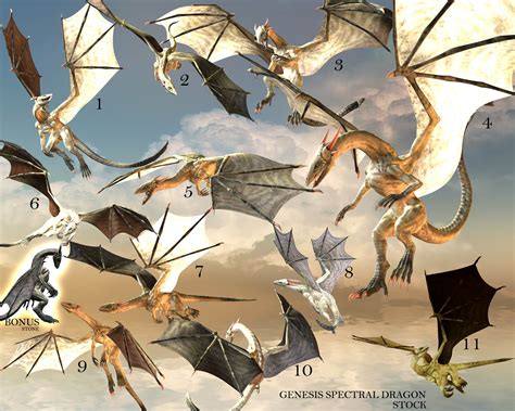 E S Genesis Spectral Dragon 11 Flaying Poses By Elevit Dragon Stock On
