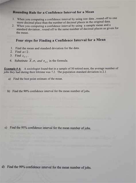 solved rounding rule for a confidence interval for a mean 1