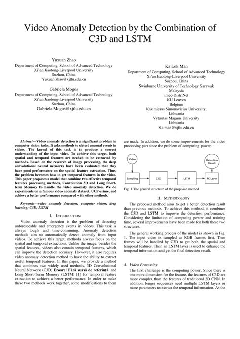 Pdf Video Anomaly Detection By The Combination Of C3d And Lstm