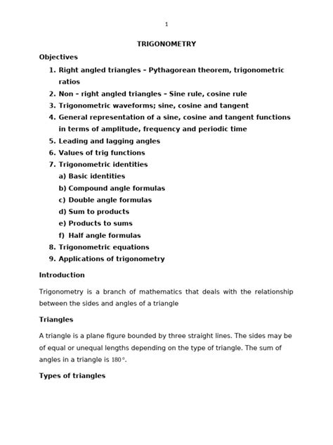 Lecture 0 Introduction To Trigonometry Pdf Trigonometric