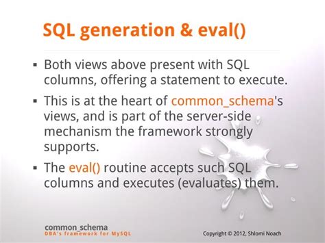common schema dba s framework for mysql ppt