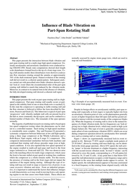 Pdf Influence Of Blade Vibration On Part Span Rotating Stall