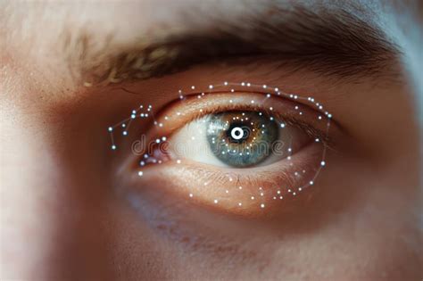 Man Face Scanned With Facial Recognition System Stock Image Image Of