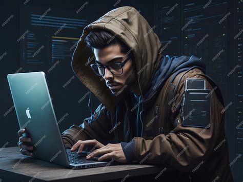 Premium Ai Image Smart Male It Programer Working On Desktop Computer In Data Center System