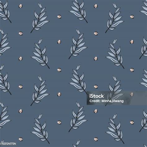 벡터 레트로 펜 드로잉 개요 트리와 작은 꽃 일러스트 모티프 반복 원활한 반복 패턴 디지털 파일 패턴 아트워크 패션 홈 데코