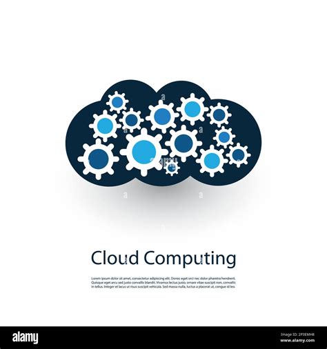 Cloud Computing And Networks Concept Technology Company Design With Gears Inside Stock Vector