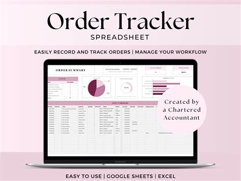 Order Tracker Spreadsheet Small Business Order Manager Google Sheets Excel Digital Order