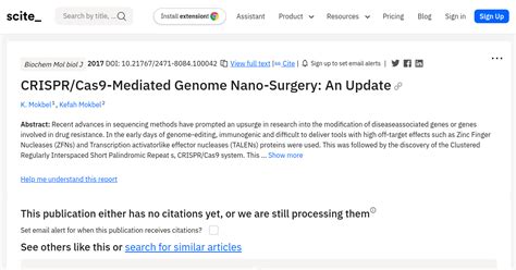 Crispr Cas9 Mediated Genome Nano Surgery An Update [scite Report]