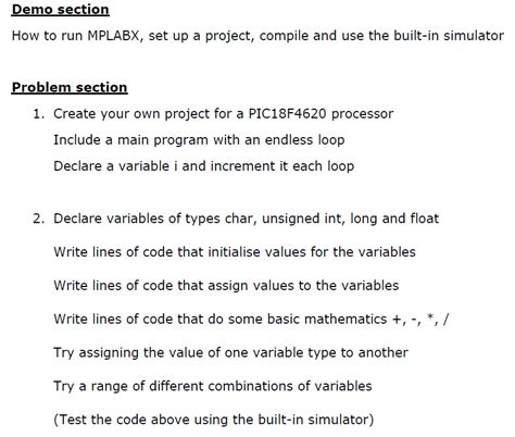 Demo Section How To Run MPLABX Set Up A Project Chegg