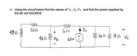 Solved Using The Circuit Below Find The Values Of Va Chegg Com