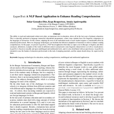 Laguntest A Nlp Based Application To Enhance Reading Comprehension Acl Anthology