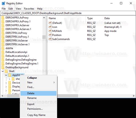 Add App Mode Context Menu In Windows