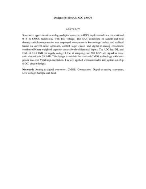 Pdf Design Of 8 Bit Sar Adc Cmos
