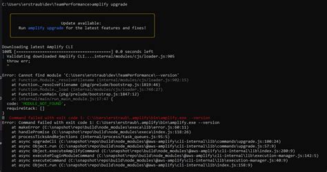 Cli 840 Amplify Upgrade Command Failed With Exit Code 1 Cusers