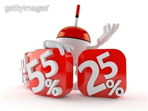 Fishing float character behind percentage signs 이미지 게티이미지뱅크