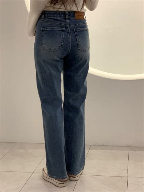 퀄리티보장머시룸 하이퀄리티 일자 히든밴딩 스판 데님 모던 베이직 중청 청바지