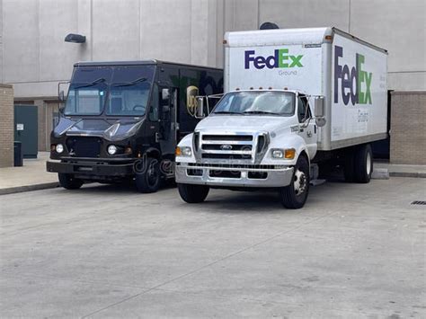 Ups Truck Parked Beside Fedex Truck At Loading Dock Editorial Stock Ups Truck Parked Beside Fedex Truck At Loading Dock Editorial Stock