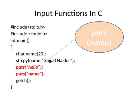 output functions in c programming code ppt