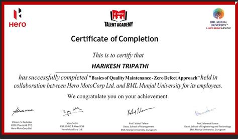 Harikesh Tripathi On Linkedin Certification For Zero Defect Approach