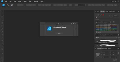 error importing brushes v2 bugs found on windows affinity forum