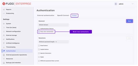 Deny New Connections — Fudo Enterprise 55 System Documentation