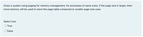solved given a system using paging for memory management
