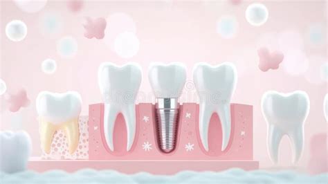 Aesthetic Dental Illustration Showing Teeth With A Dental Implant